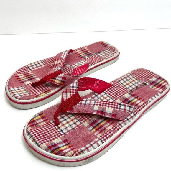 No Boundaries | Shoes | Vintagey2k Red Plaid Canvas Square Flipflop ...